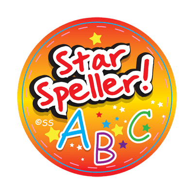 Praise great Spelling with these Star Speller stickers