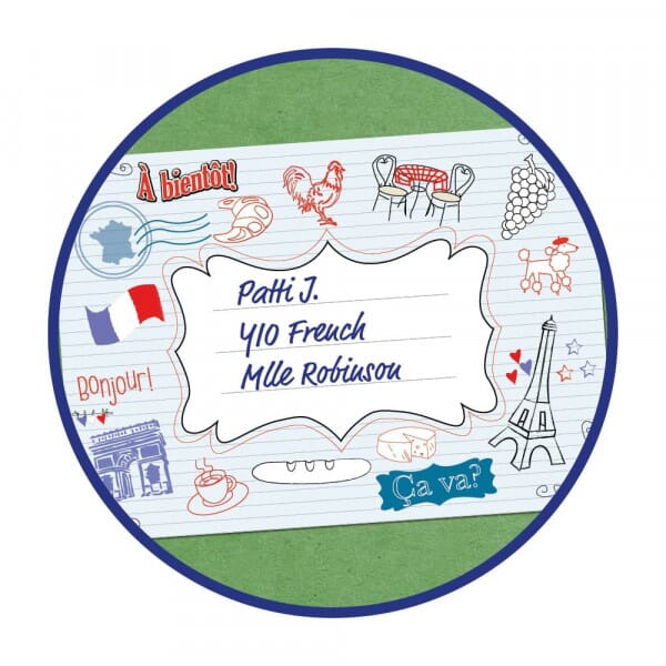 Exercise Book Labels: French Illustrated