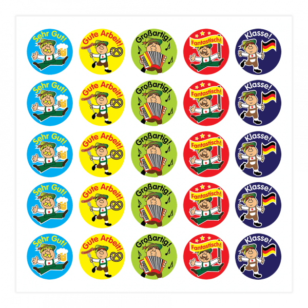 Sticker: German Variety Sheet - 125 Stickers per Pack