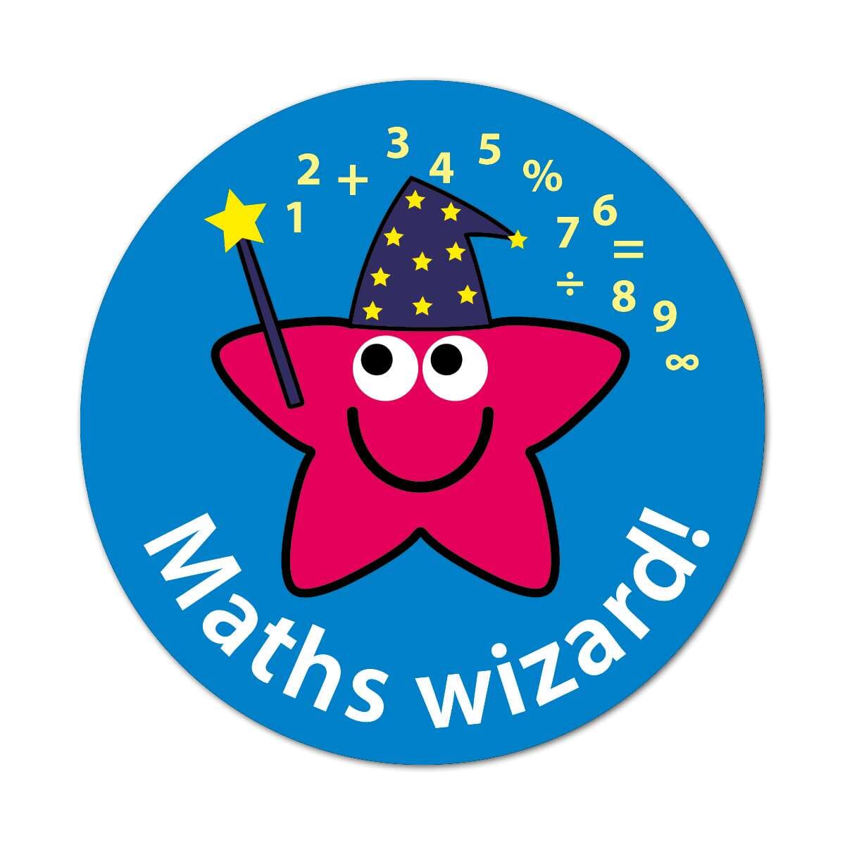 Maths Wizard Stickers - 28mm - 54 stickers per pack
