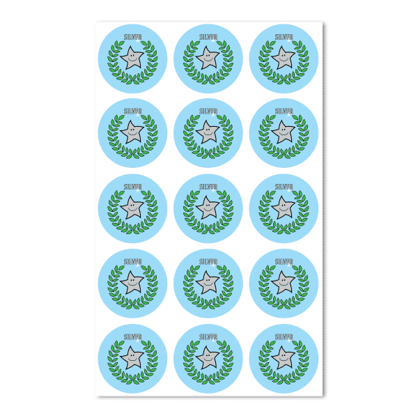 Silver Sports Day Stickers (38mm)