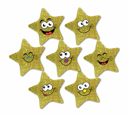 19mm Stars and Smiles Stickers | SuperStickers.com