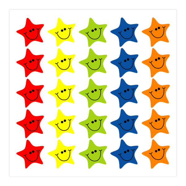 Smiley Star Stickers - 125 Stickers per Pack