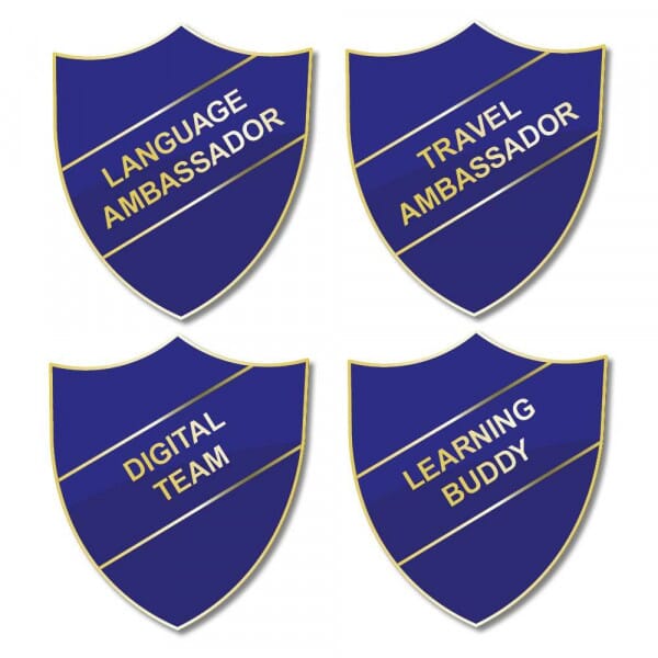 Personalised Blue Enamel Shield Badges