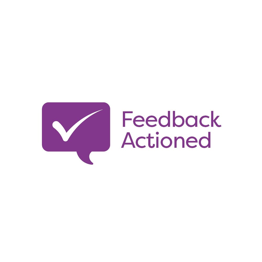 Purple Feedback Actioned stamp