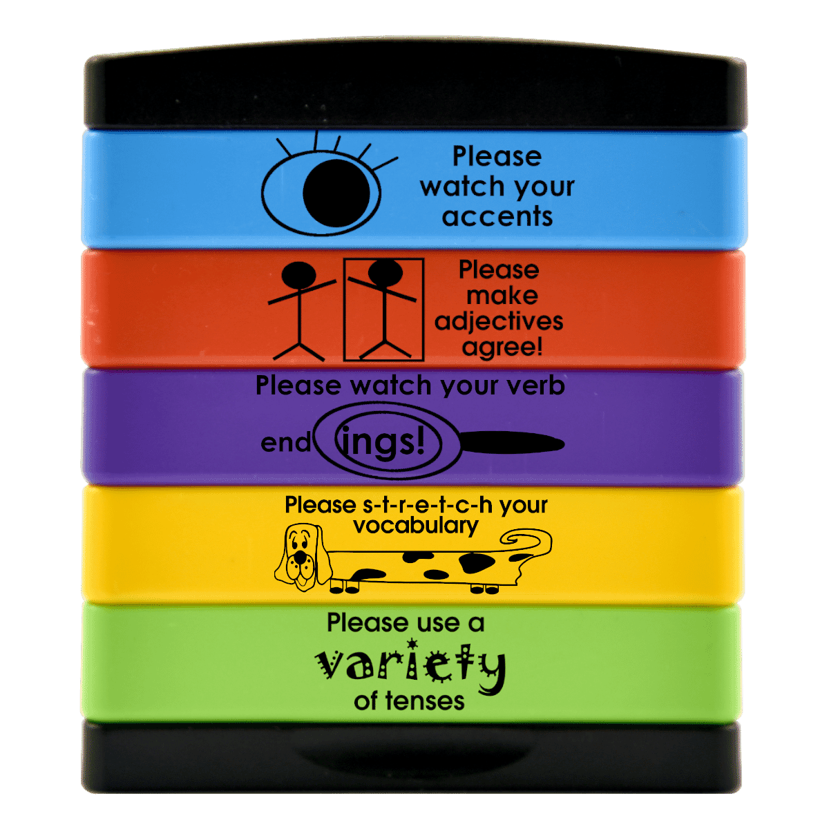 Stamp Stack: 5 High - Accents/Adjectives/Verb Endings/Vocab