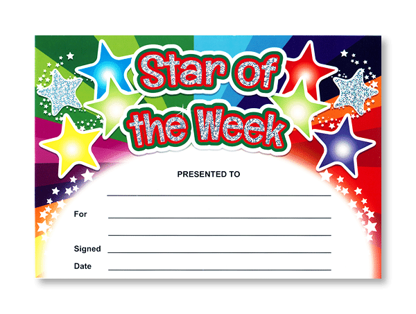 Sparkling Star of the Week Certificates