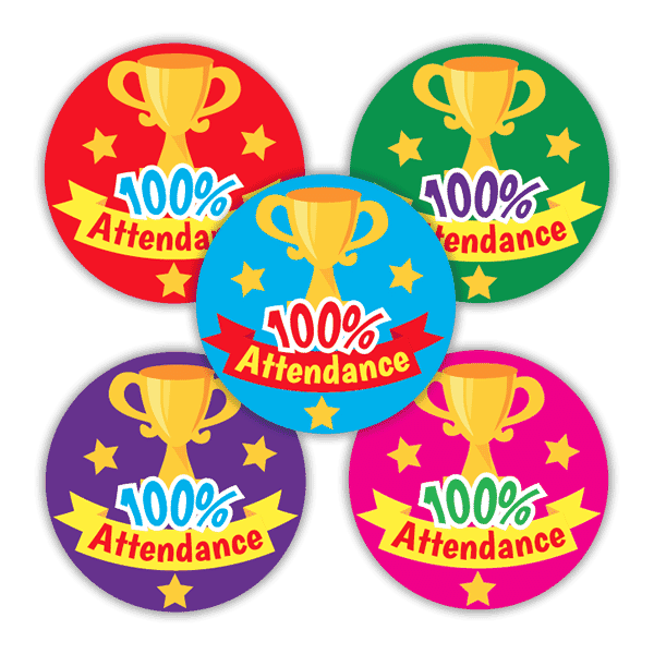 100% Attendance Stickers - 125 Stickers per pack