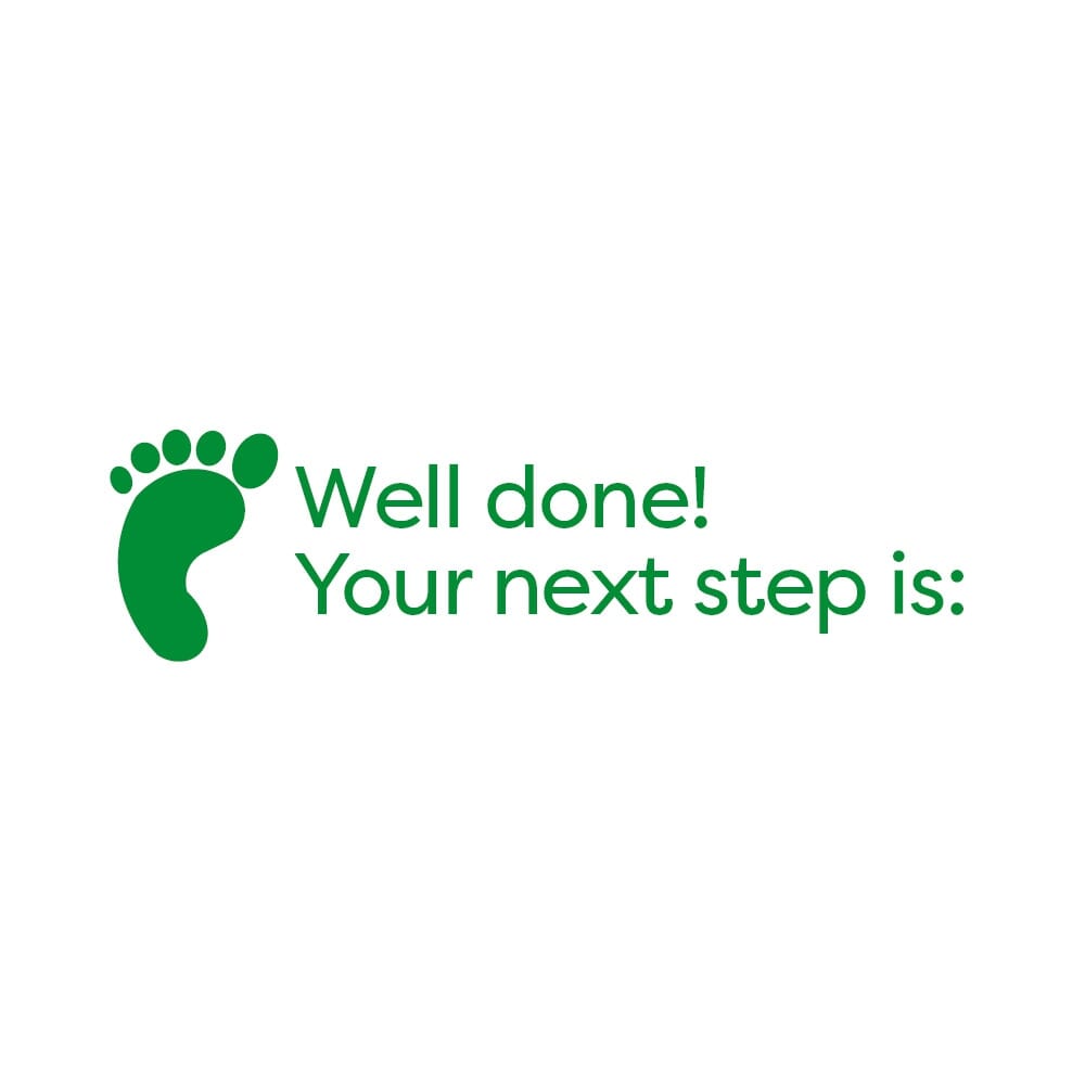 Green Next Step Is stamp - 38mm x 15mm