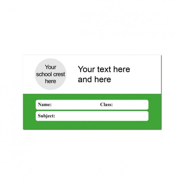 Green Personalised Exercise Book Labels