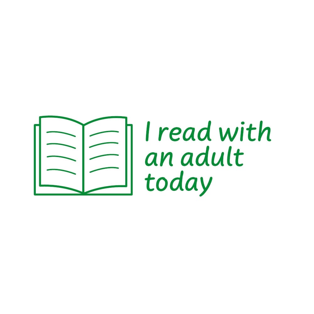 Green I read with an adult today stamp