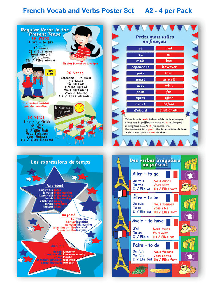 Poster: Vocab and Verbs Set - A2 Size | SuperStickers
