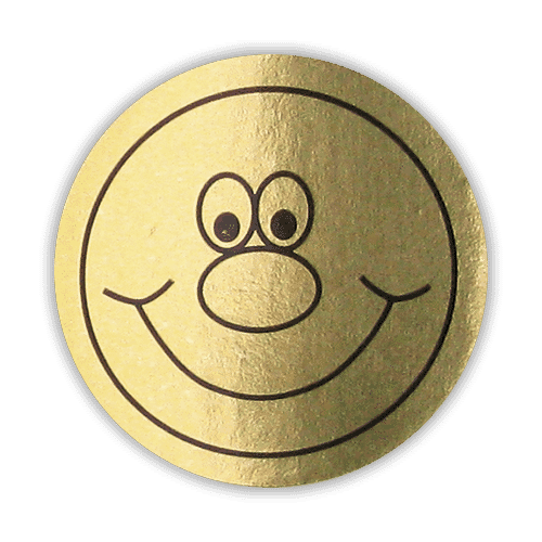 Metallic Gold Smiley Face Stickers