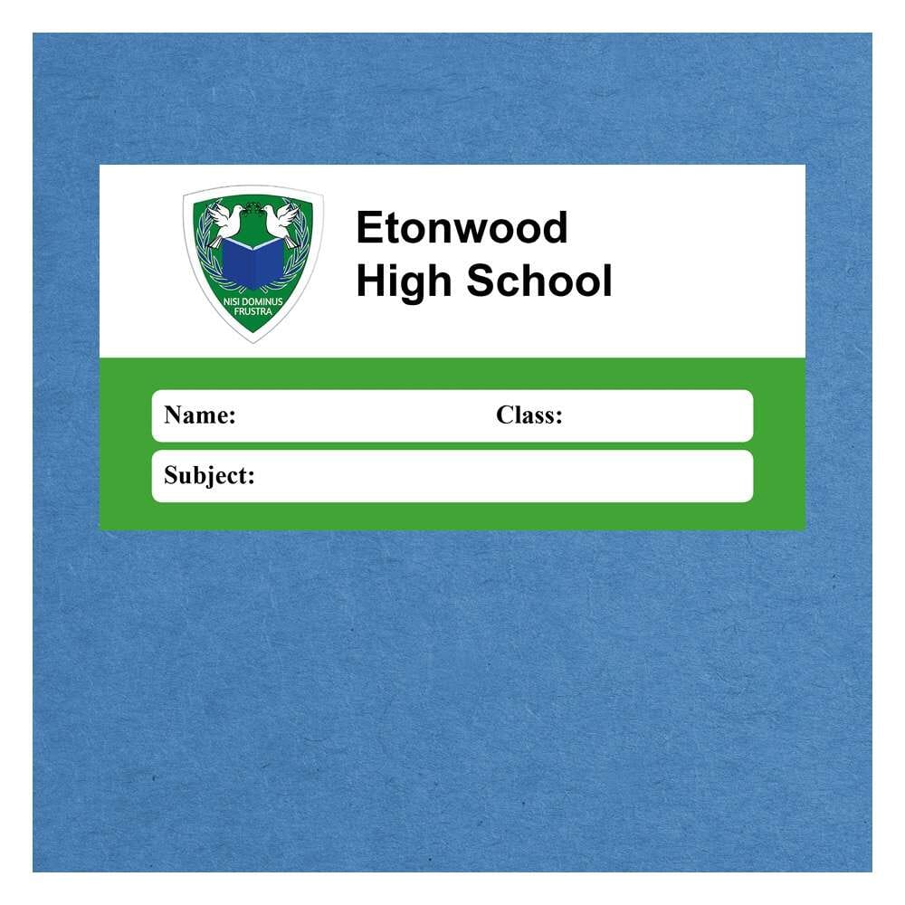 Green Personalised Exercise Book Labels