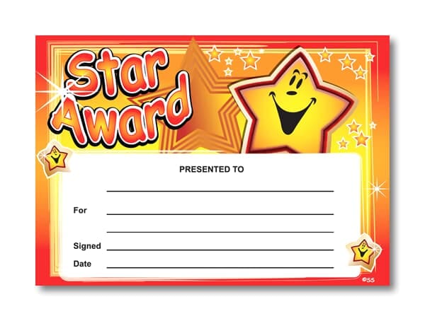 Certificate: Star Award - 20 per Pack | SuperStickers