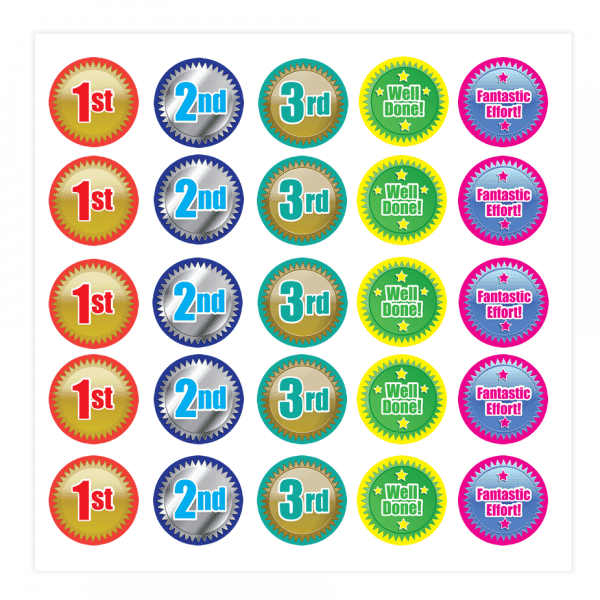 Finish Line Sports Stickers- 1st,2nd,3rd,Well Done,Fantastic