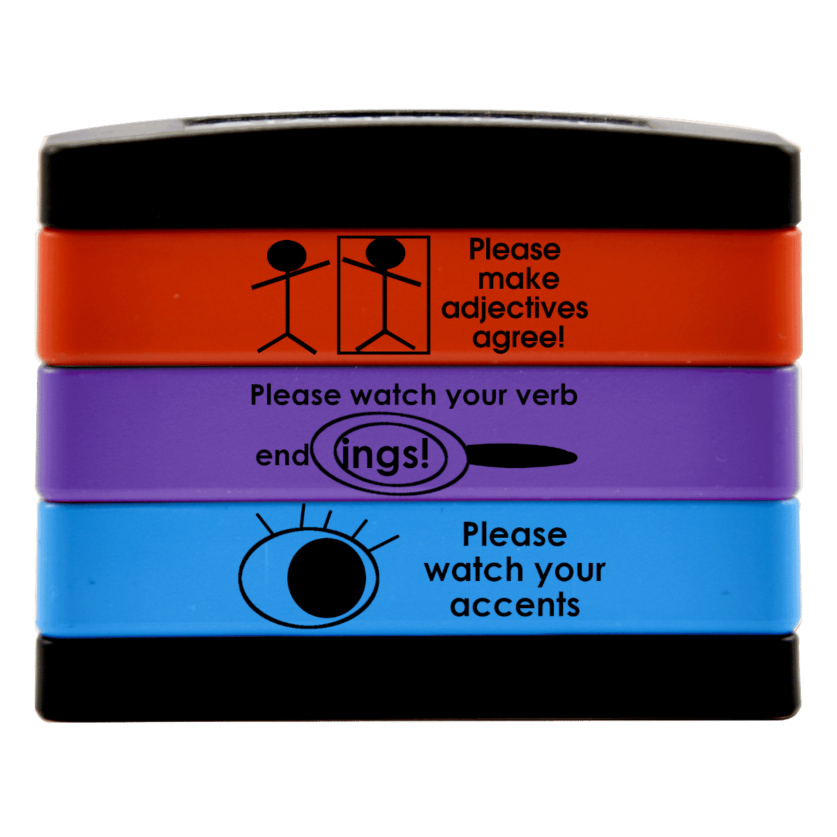 Stamp Stack: 3 High - Accents / Adjectives / Verb Endings