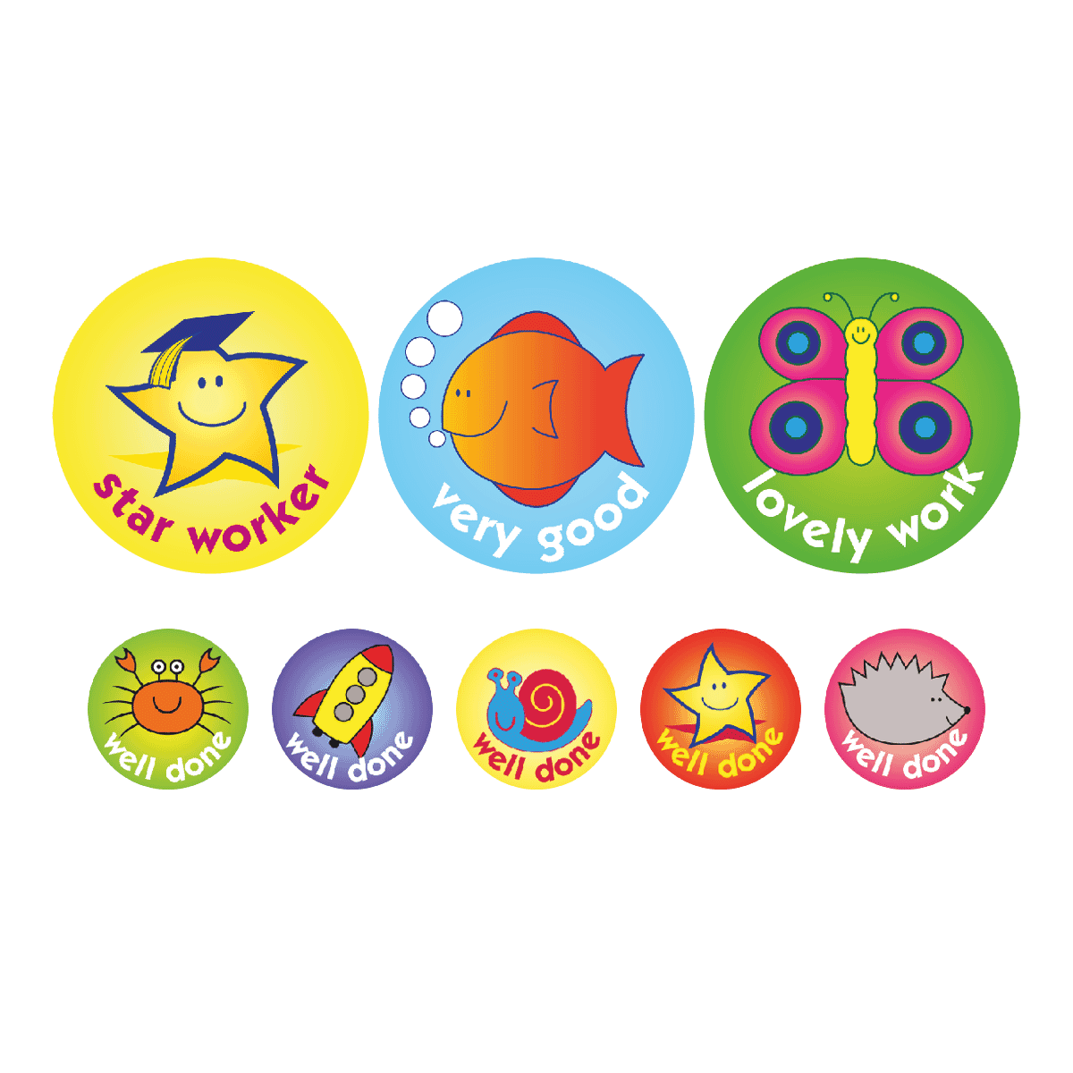 Praise sticker in two sizes - 236 stickers per pack