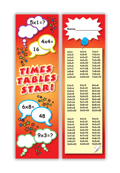 Bookmark: Times Tables Star - 20 per pack