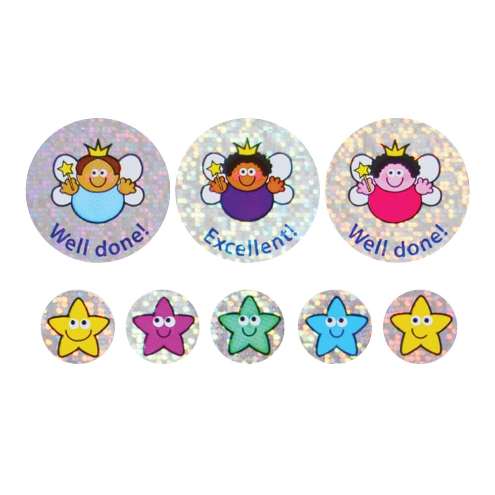 Sparkly 28 / 12mm Smiley Fairy Stickers