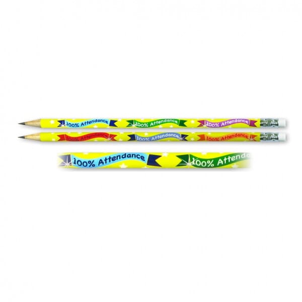 100% Attendance Pencils - 12 pack identical pencils