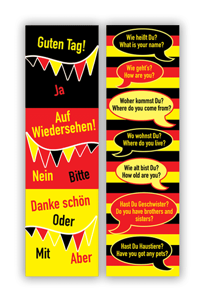 Colourful Downsided Bookmark: German Phrases