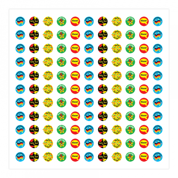 Mini German Praise Stickers - 605 Stickers per pack