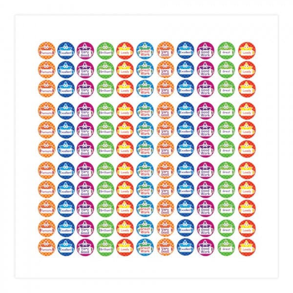Mini Round Star Stickers with Praise
