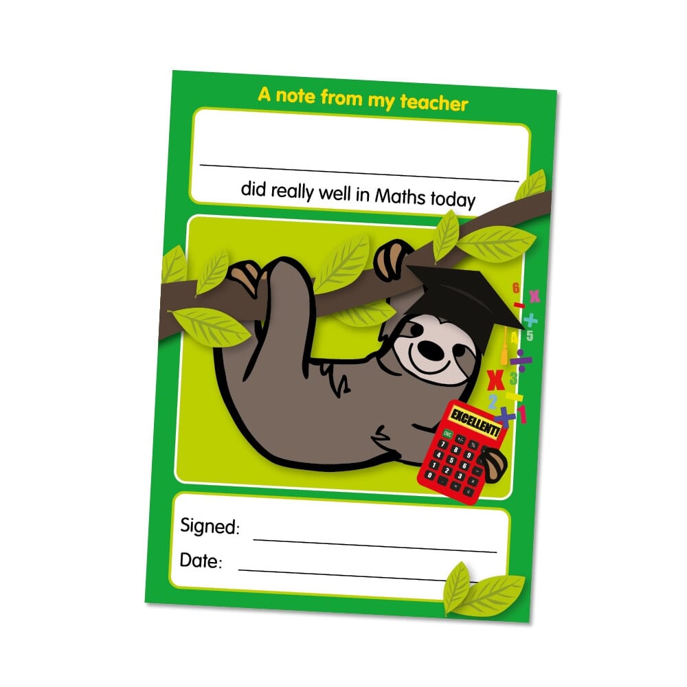 Notepad: Maths Sloth- Teacher Quick Note Pad | SuperStickers