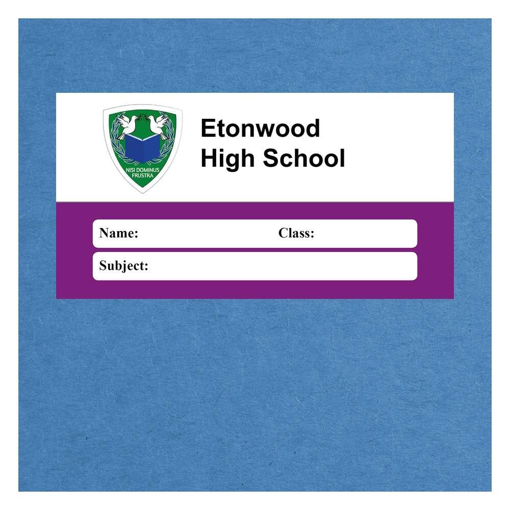 Purple Personalised Exercise Book Labels