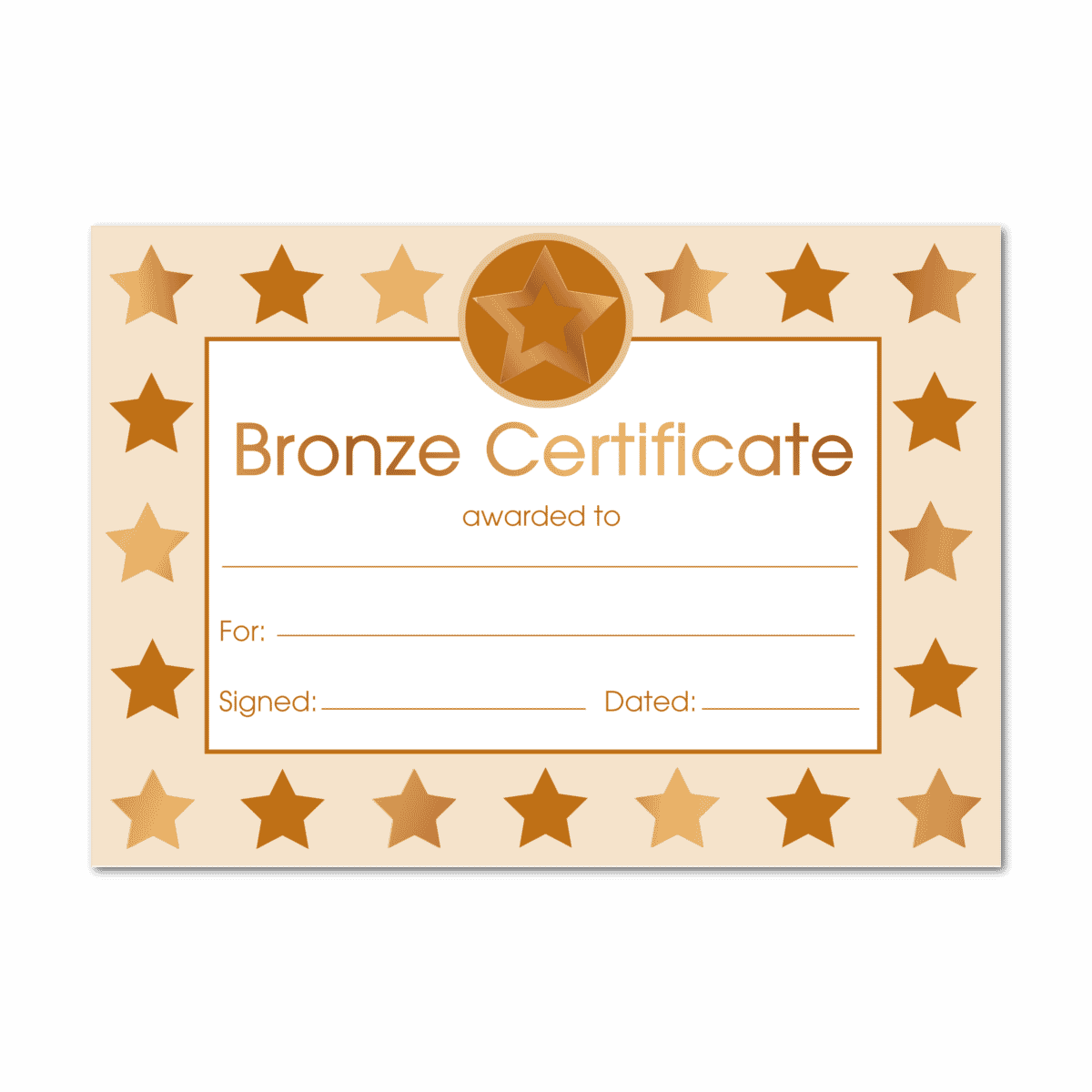 Bronze Foil Star Certificate - 20 per Pack | SuperStickers
